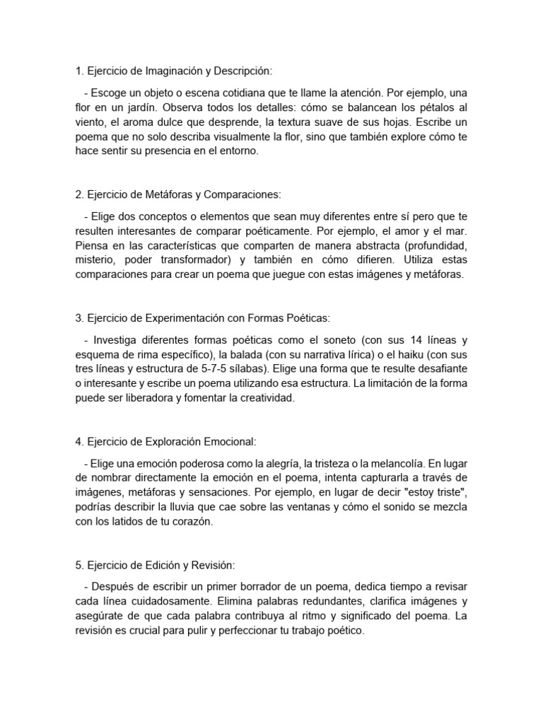 Ejercicios para Practicar La Poesia | PDF | Poesía