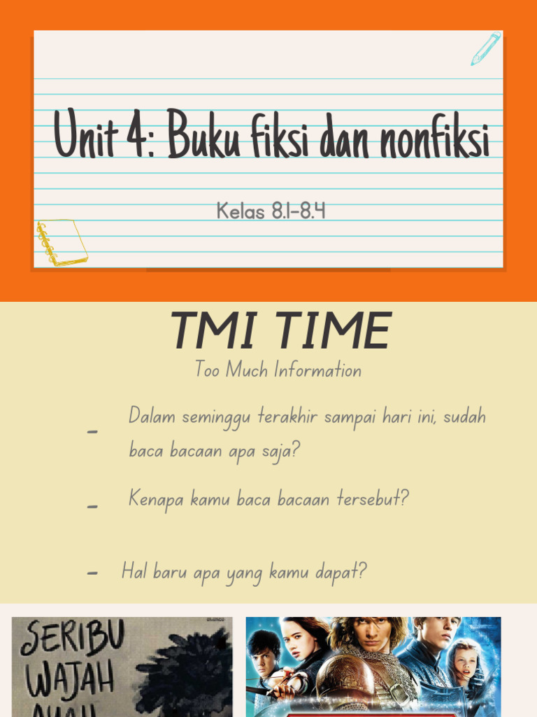 TP 2023-2024 - Bahan Ajar Unit 2 - PPT 1 - Ciri Dan Perbedaan Bacaan Fiksi Dan Non Fiksi) | PDF ...