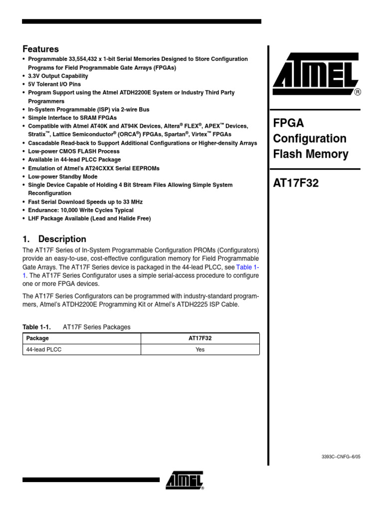 AT17F32 | PDF | Field Programmable Gate Array | Computer Science
