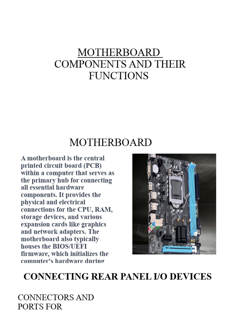 MOTHERBOARD-COMPONENTS-AND-THEIR-FUNCTIONS | PDF | Solid State Drive | Random Access Memory