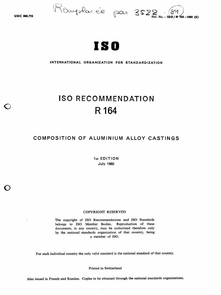 ISO R 00164-1960 Scan | PDF