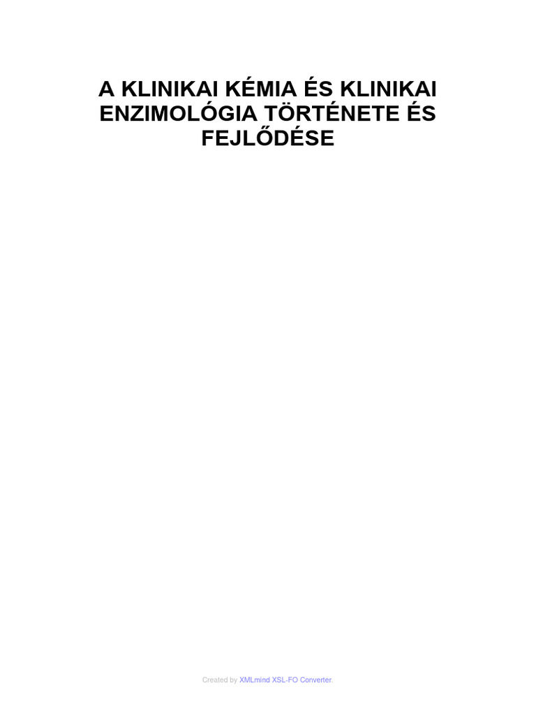 A Klinikai Kémia És Klinikai Enzimológia Története És Fejlődése | PDF