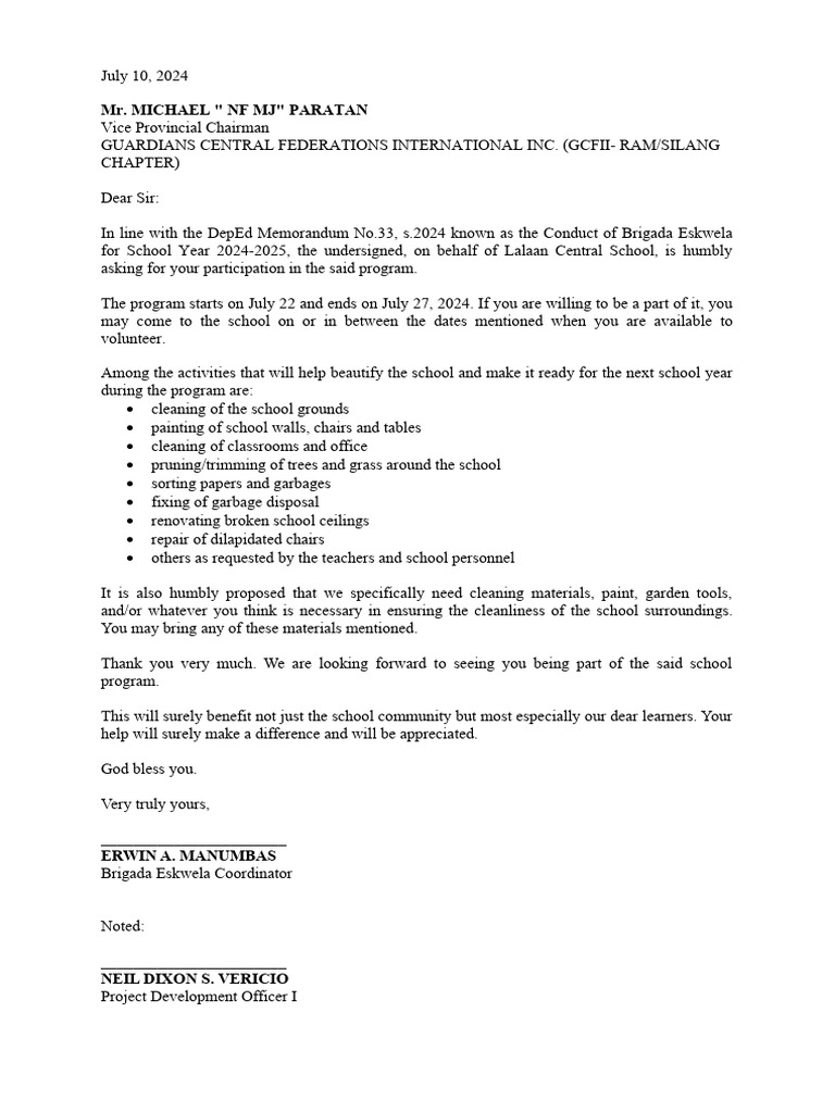 BE2024 Letter | PDF