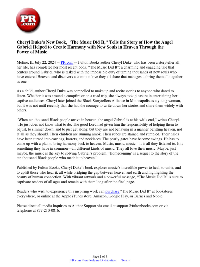 Cheryl Duke's New Book, "The Music Did It," Tells The Story of How The ...