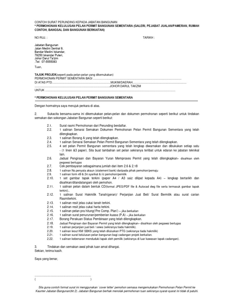 Permohonan Permit Sementara - (Galeri Jualan-Pameran-Rumah Contoh ...