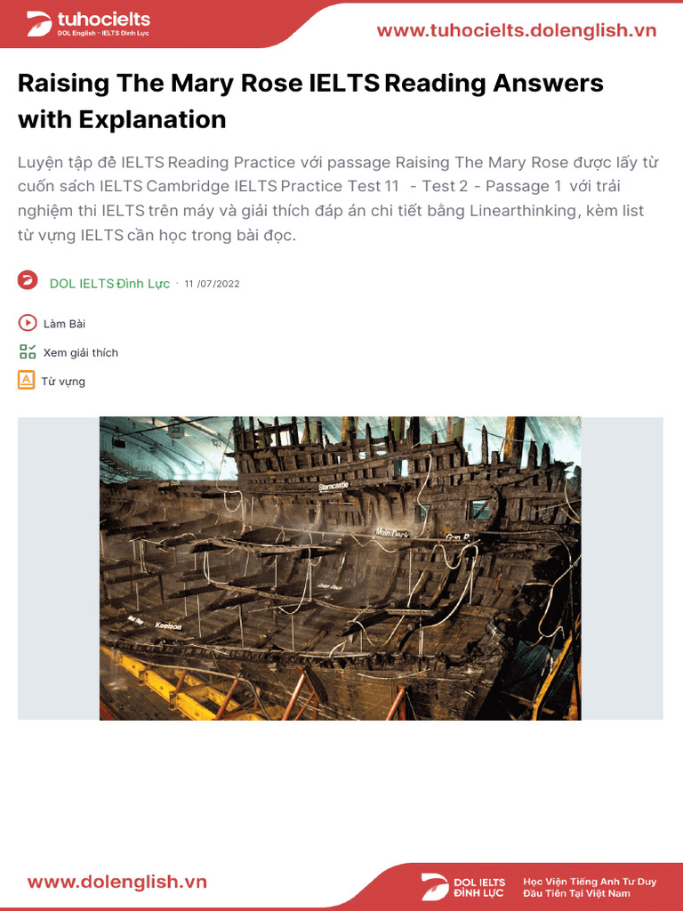 Raising the Mary Rose: IELTS Guide | PDF | Ships | Water Transport