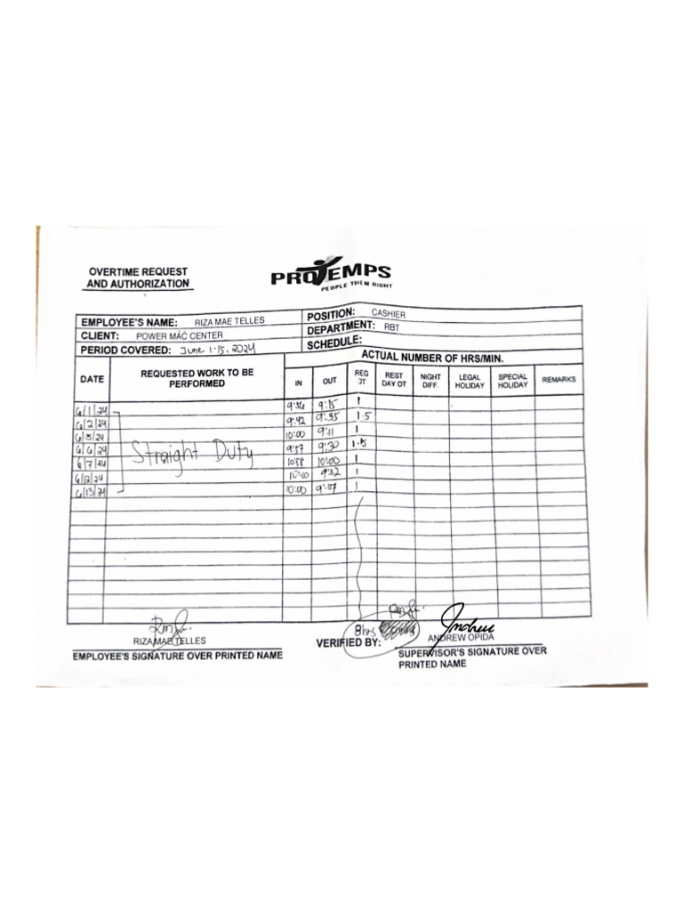 Overtime Request | PDF