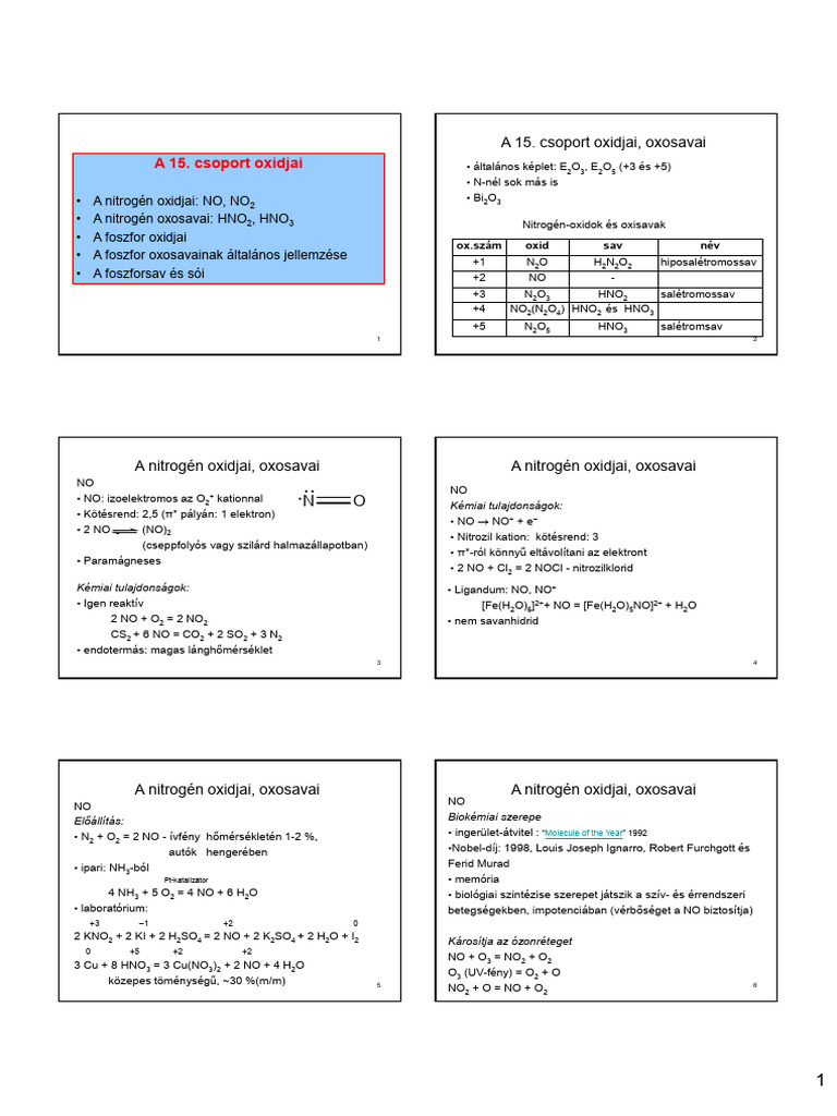 22 SZTL 6ea 15csoportoxidok-1 | PDF