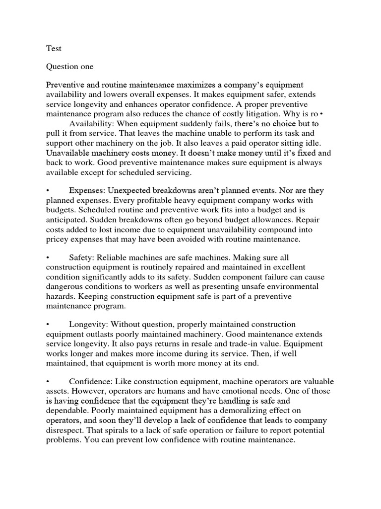 Importance of Preventive Maintenance | PDF | Reliability Engineering ...