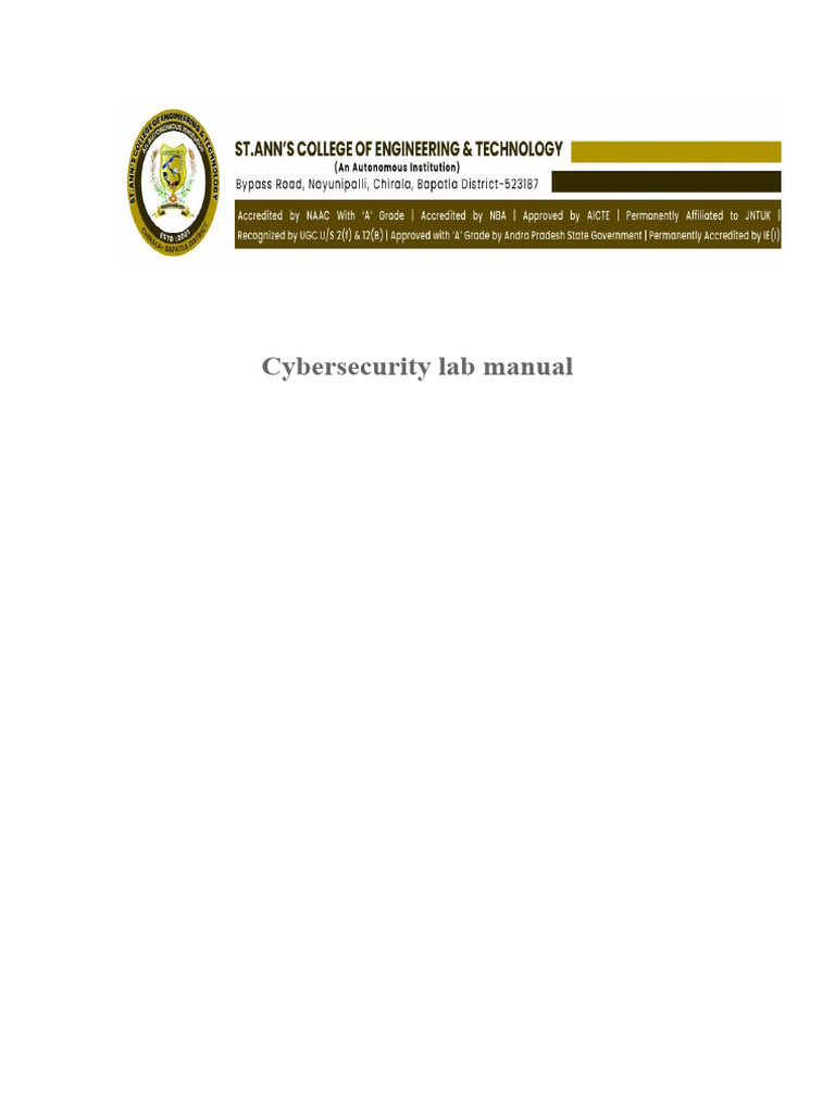 Cybersecurity Lab Manual for CSE Students | PDF | Cipher | Engineering