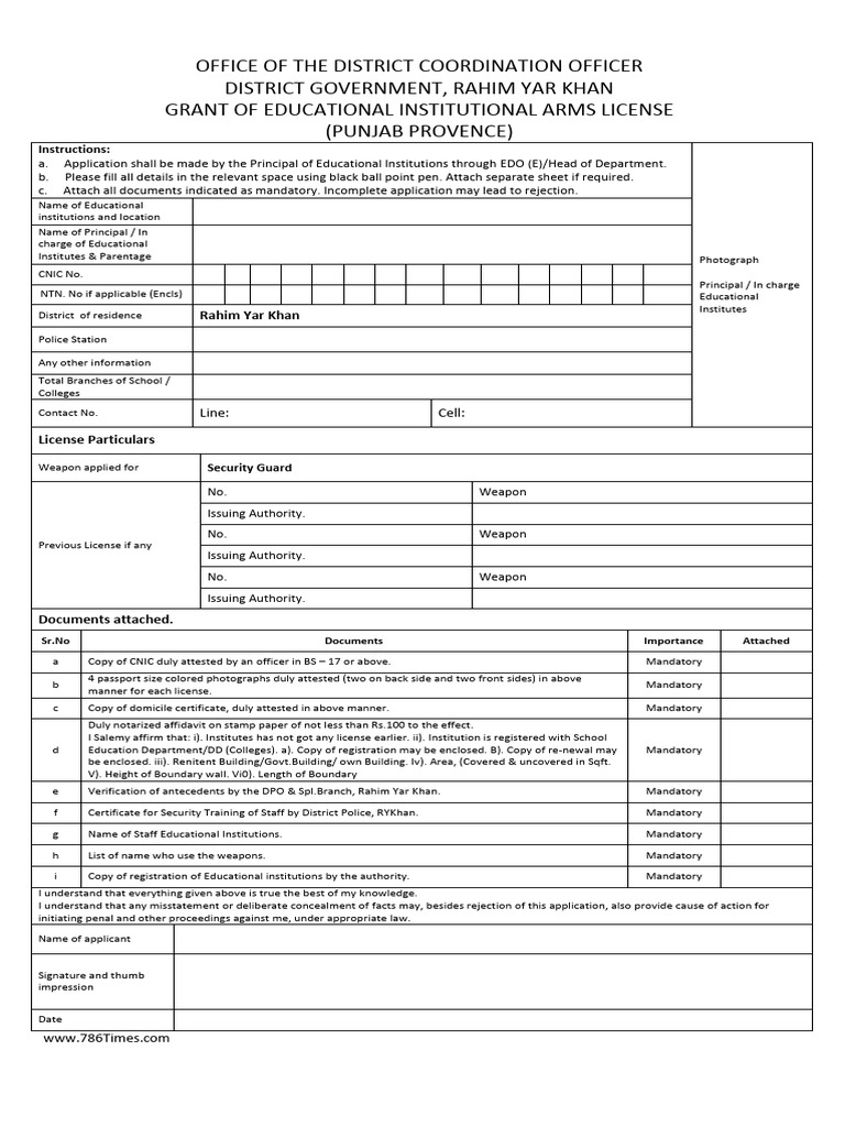 Educational Arms License Application Guide | PDF | Government