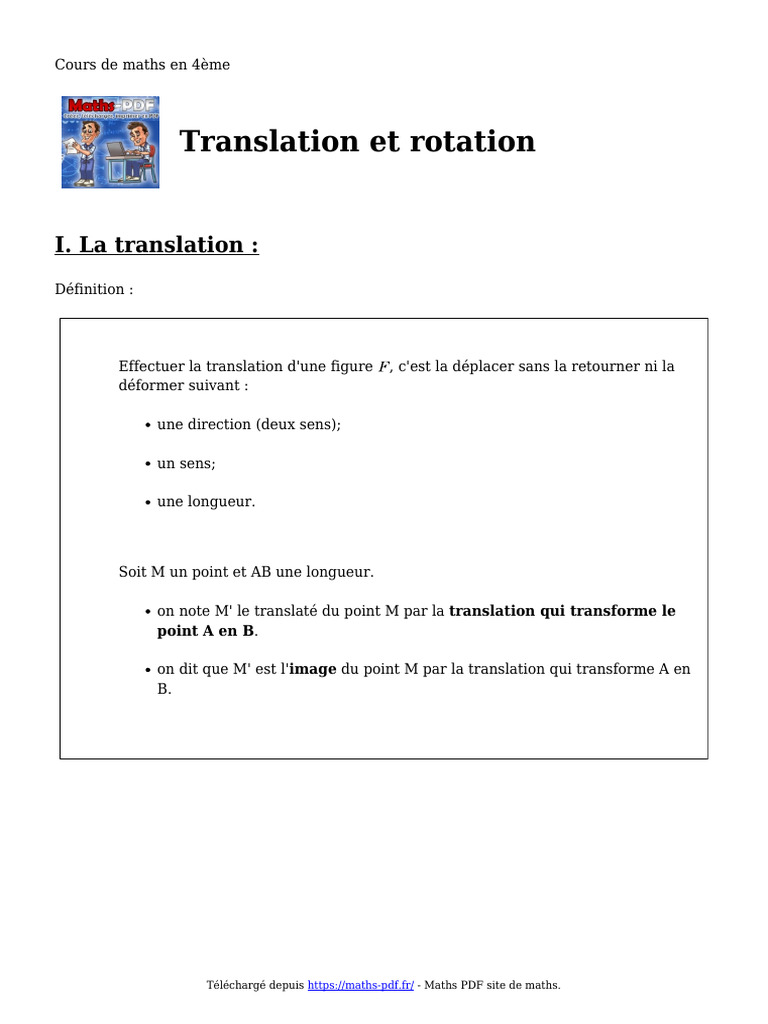 Translation et rotation en 4ème | PDF | Angle | Mathématiques