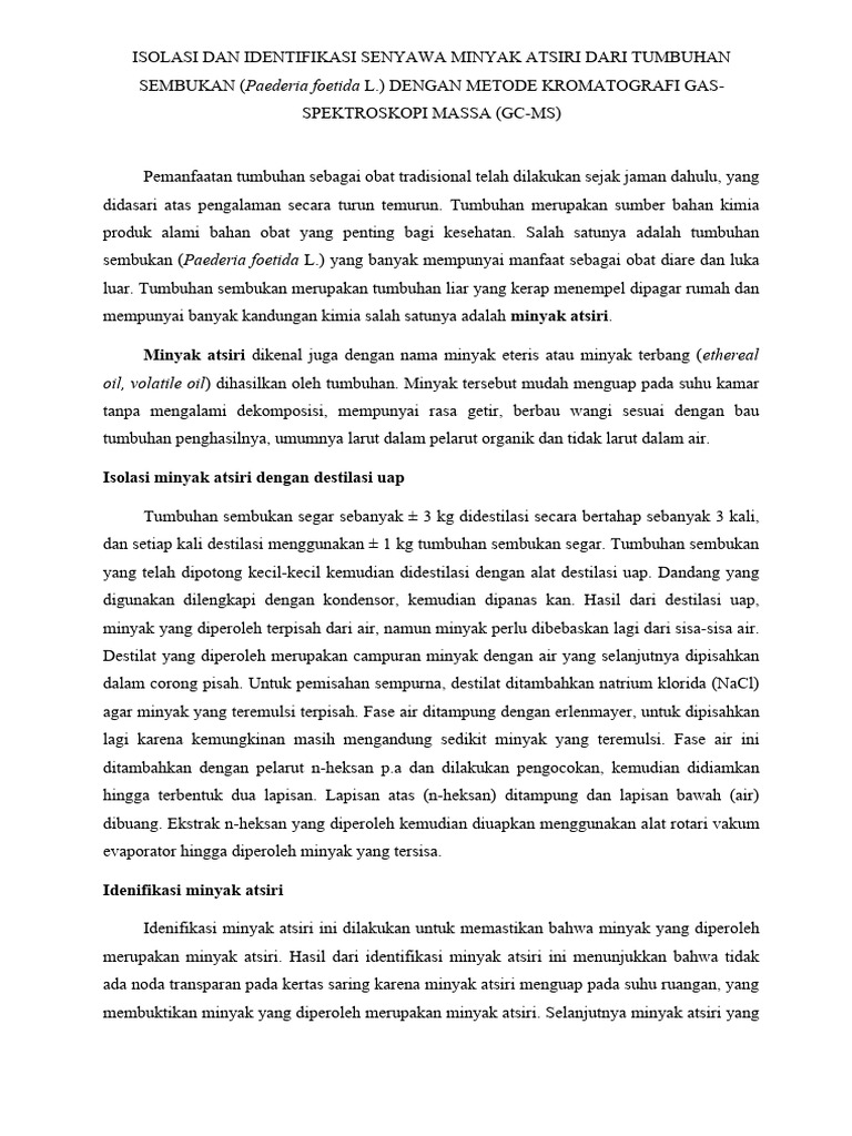 Isolasi Minyak Atsiri | PDF | Sains & Matematika