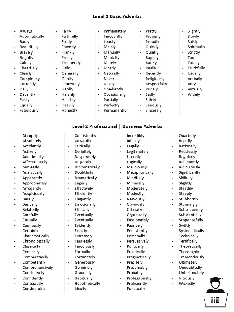 IIE Adverbs | PDF | Self-Improvement