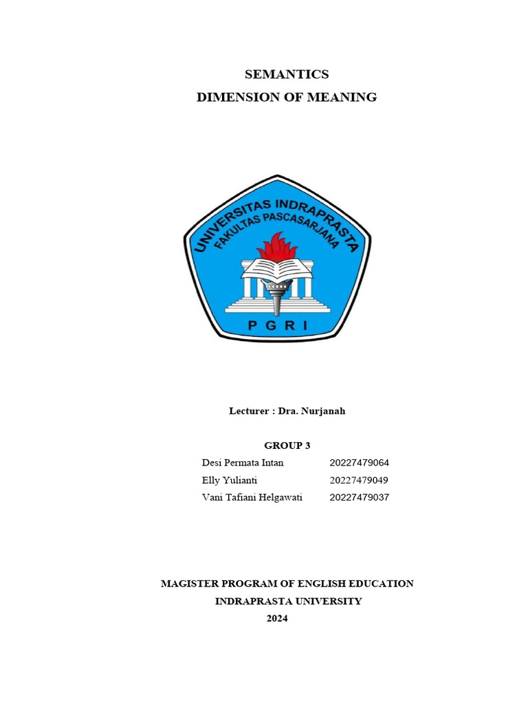 GROUP 3 - Semantics - Dimention of Meaning | PDF