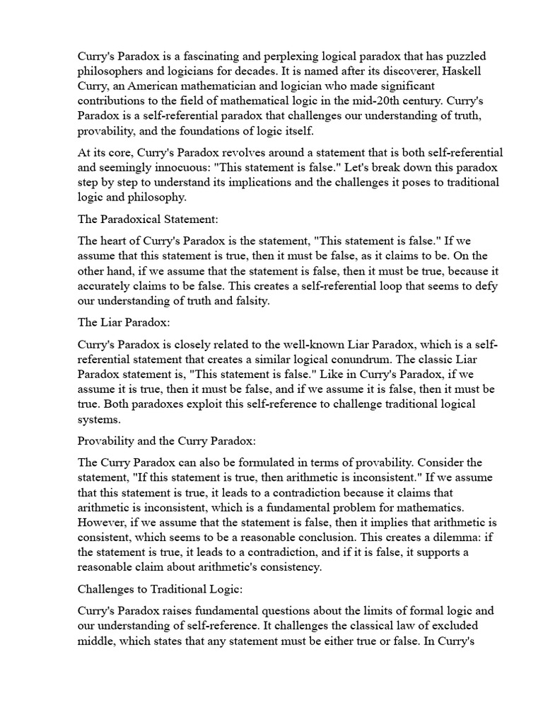 Curry's Paradox | PDF | Paradox | Logic