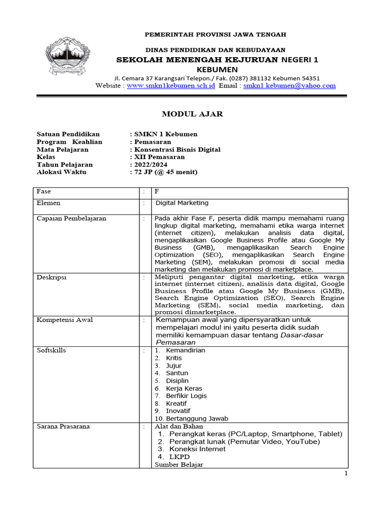 Ma Xi Pilihan Digital Marketing Dede Indra M 2024-2025 | PDF | Karier ...