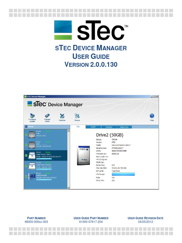Stec Device Manager Manual | PDF | Installation (Computer Programs) | Solid State Drive