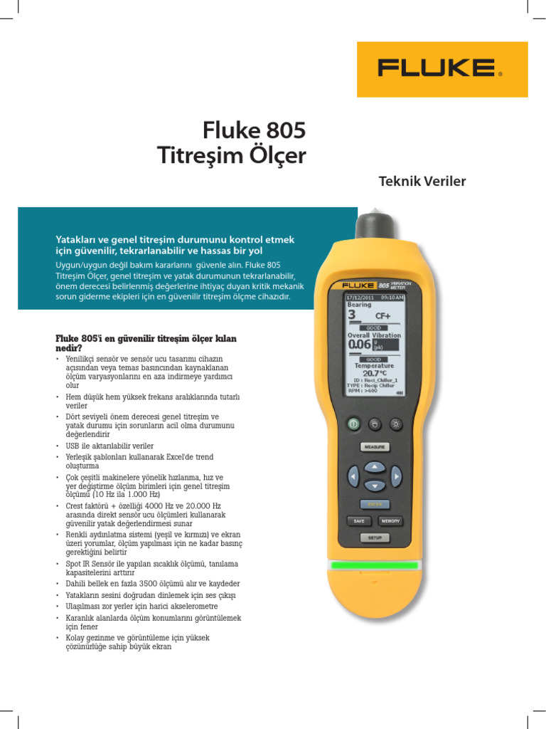 Fluke 805 Titreşim Ölçer: Teknik Veriler | PDF