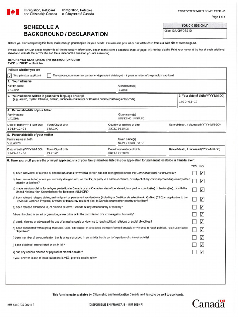 Valera Venus Schedule A | PDF