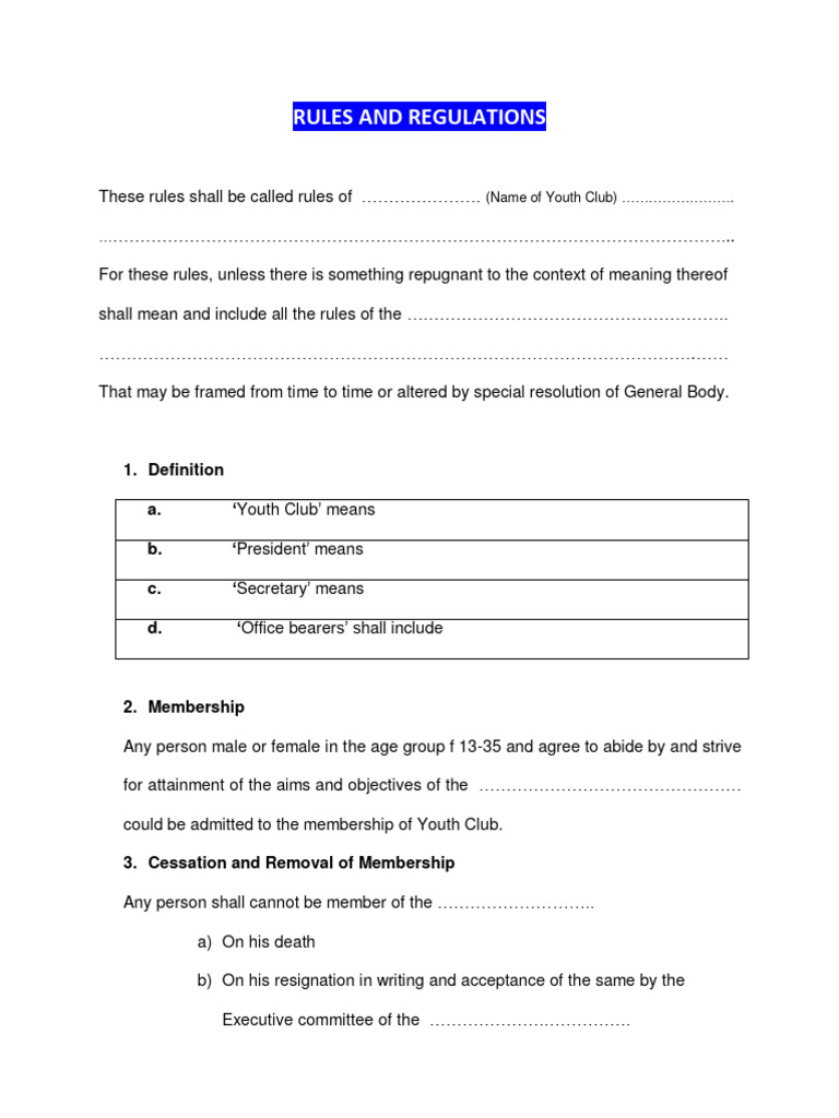 Sample Rules Regulations | PDF | Presidents Of The United States ...