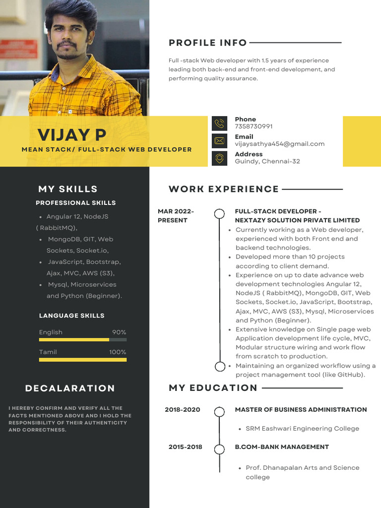 Full - Stack Web Developer With 1.5 Years of Experience Leading Both Back-End and Front-End ...