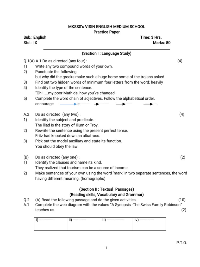 English Practice Paper | PDF