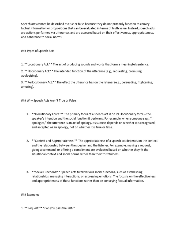 True or False Speech Act | PDF | Human Communication | Semiotics
