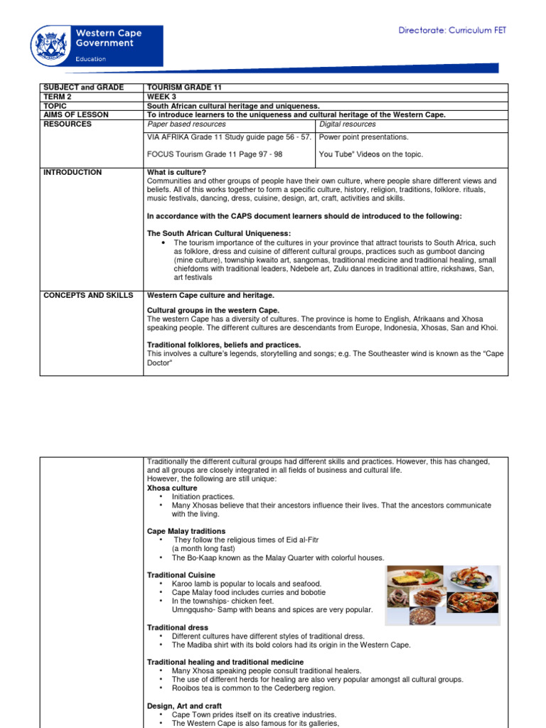 Tourism Grade 11 Term 2 Week 3 - 2020 | PDF | South Africa | Xhosa People
