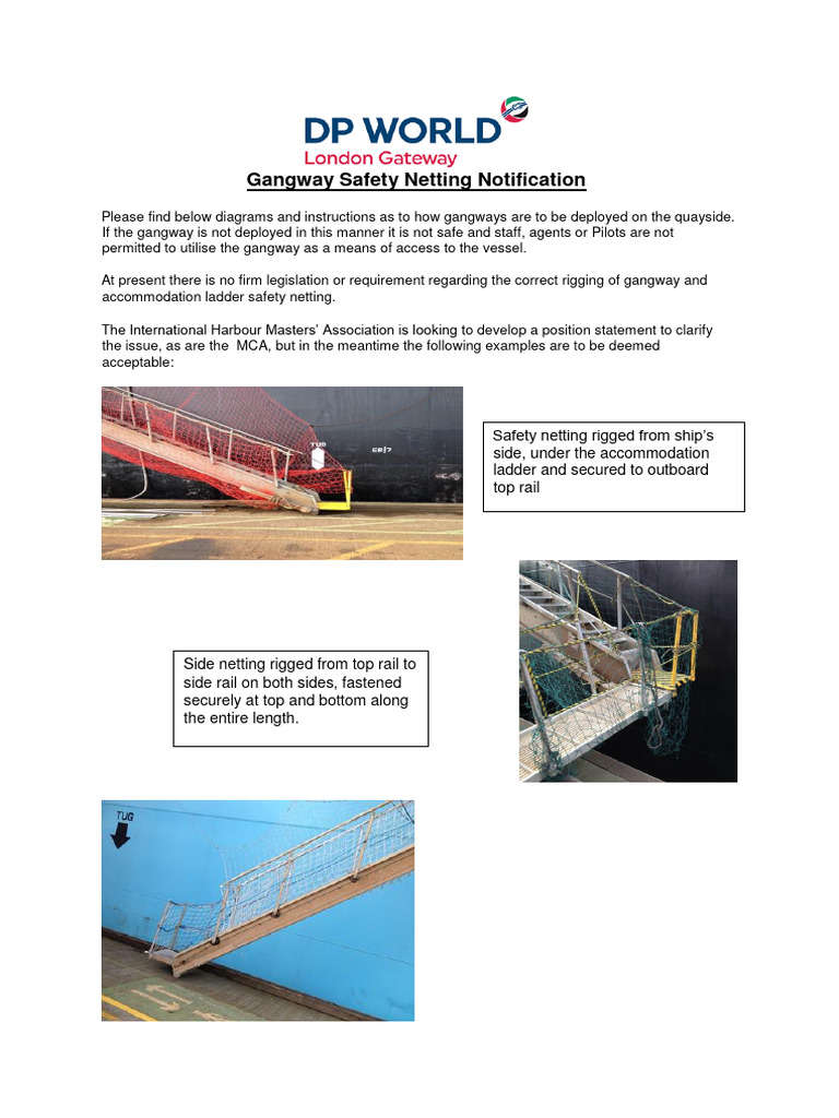 Gangway Safety Netting Notification | PDF
