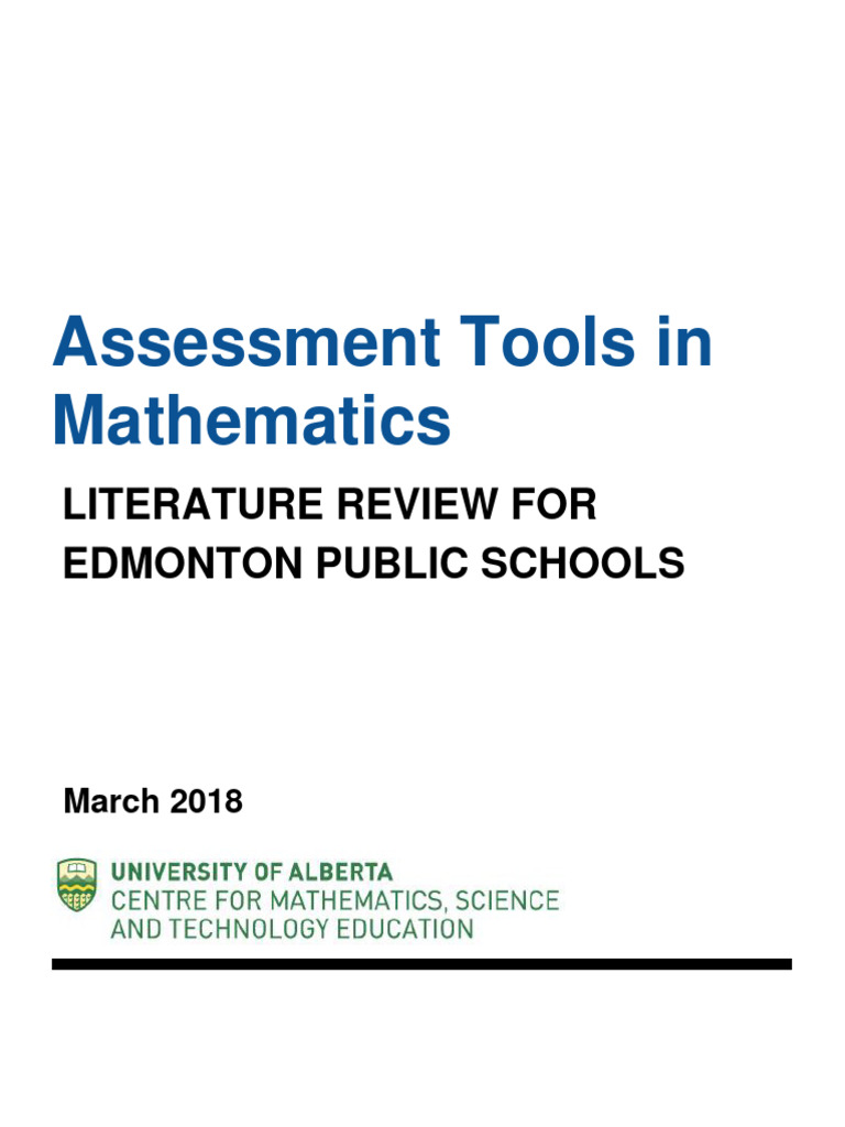 Assessment Tools in Mathematics - Literature Review For EPSB | PDF ...