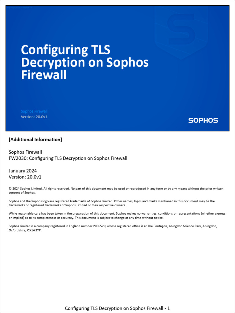 FW2030 20.0v1 Configuring TLS Decryption On Sophos Firewall | PDF | Transport Layer Security ...