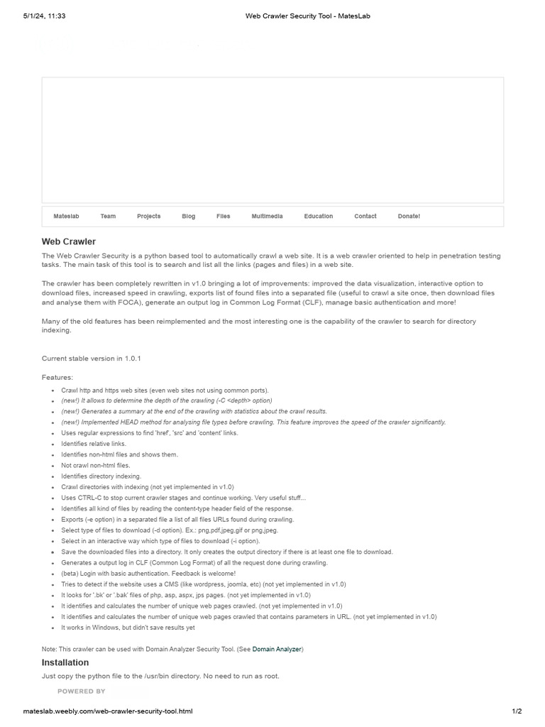 Web Crawler Tool for Pen Testers | PDF | World Wide Web | Internet & Web