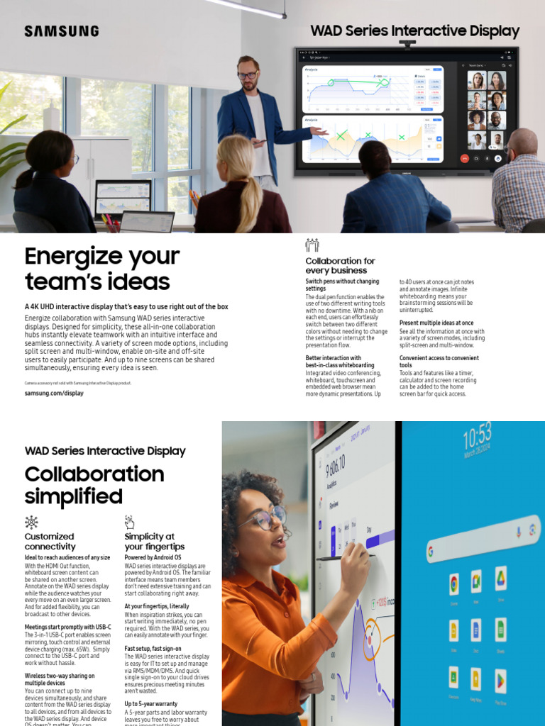 Energize Your Team S Ideas: WAD Series Interactive Display | PDF | Hdmi ...