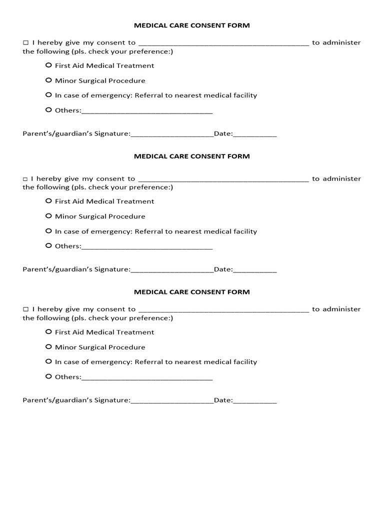 Medical Care Consent Form | PDF