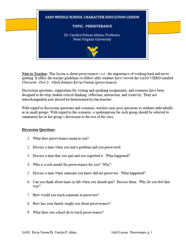 Perseverance Lesson-2012 R | PDF