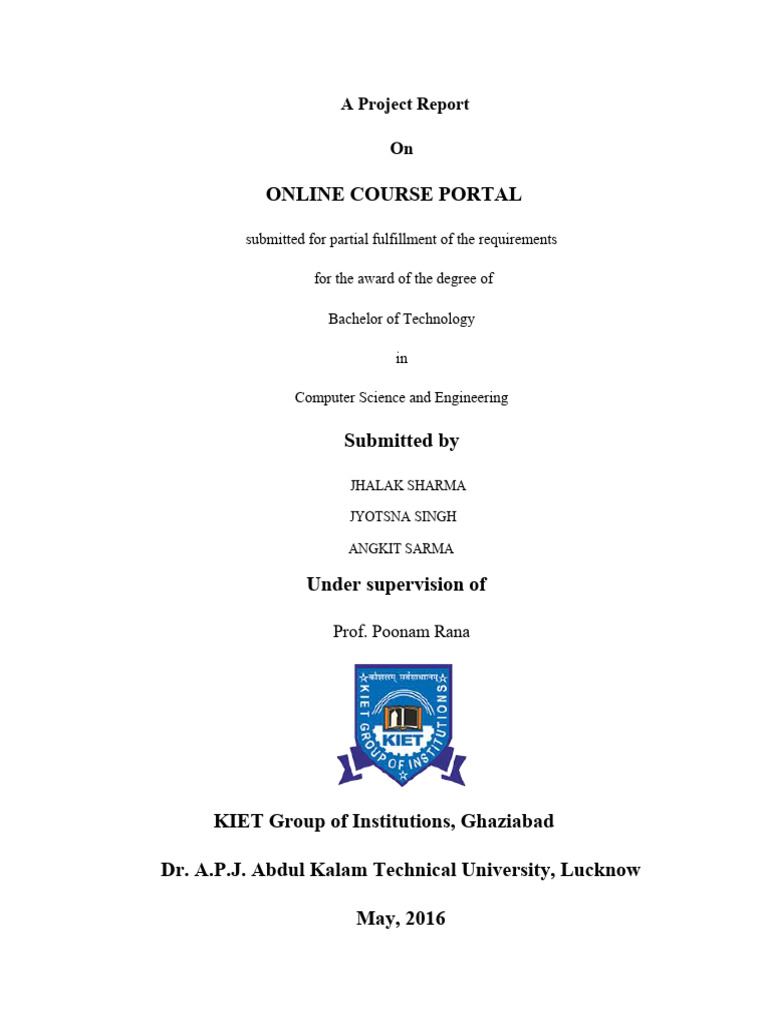 Online Course Portal Project Report | PDF | Academic Degree ...