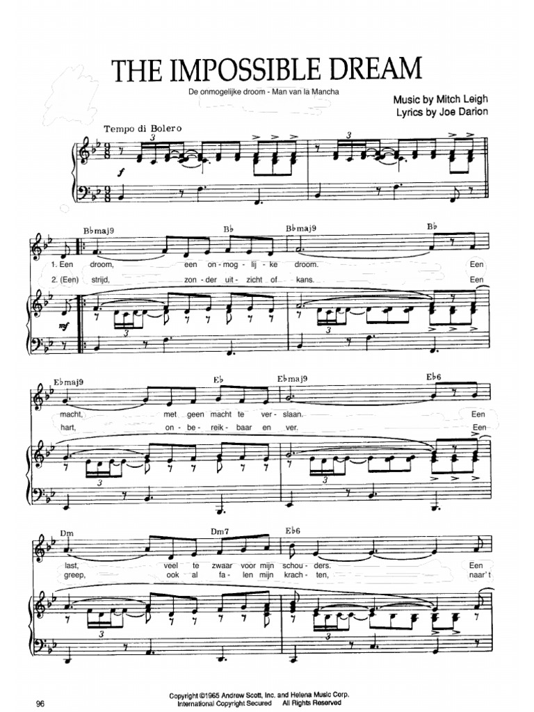 The Impossible Dream (Een Onmogelijke Droom) - Man of La Mancha | PDF