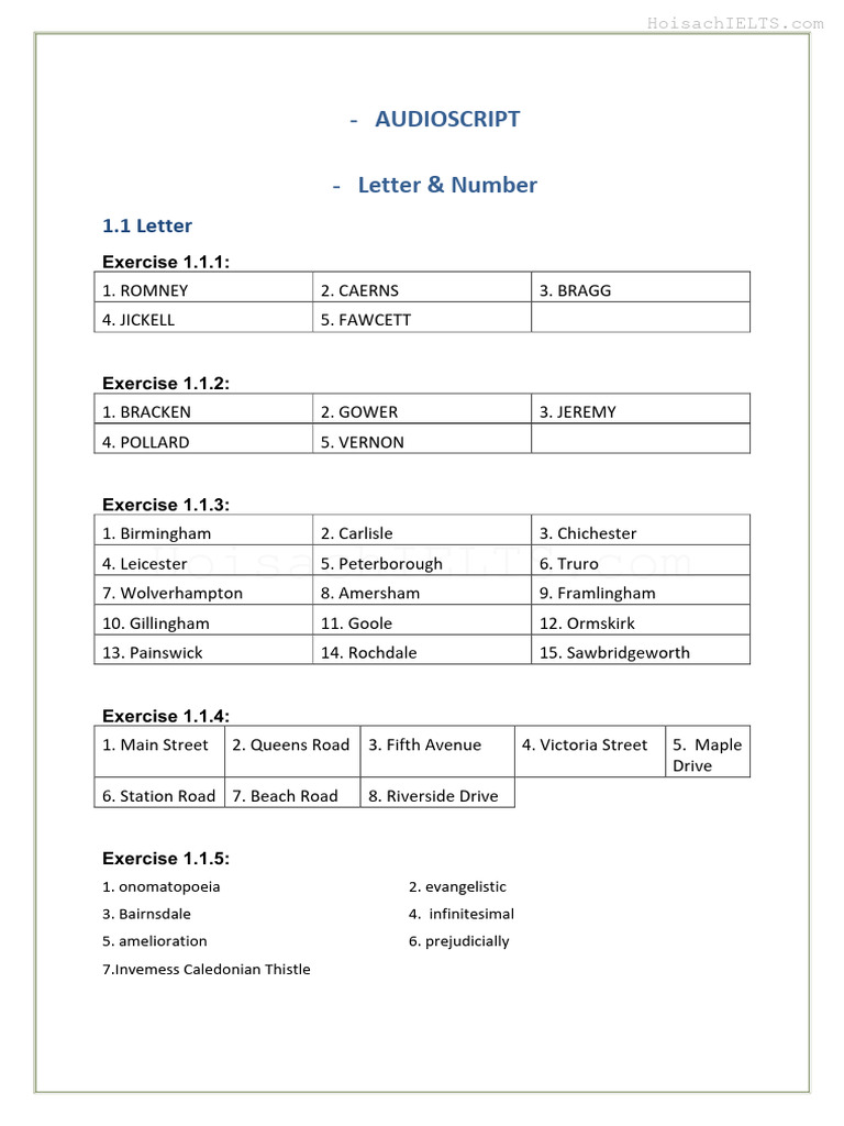 Dạng Bài IELTS Listening Key & Scripts (1-6) - Hoisachielts | PDF | Interest | Airport