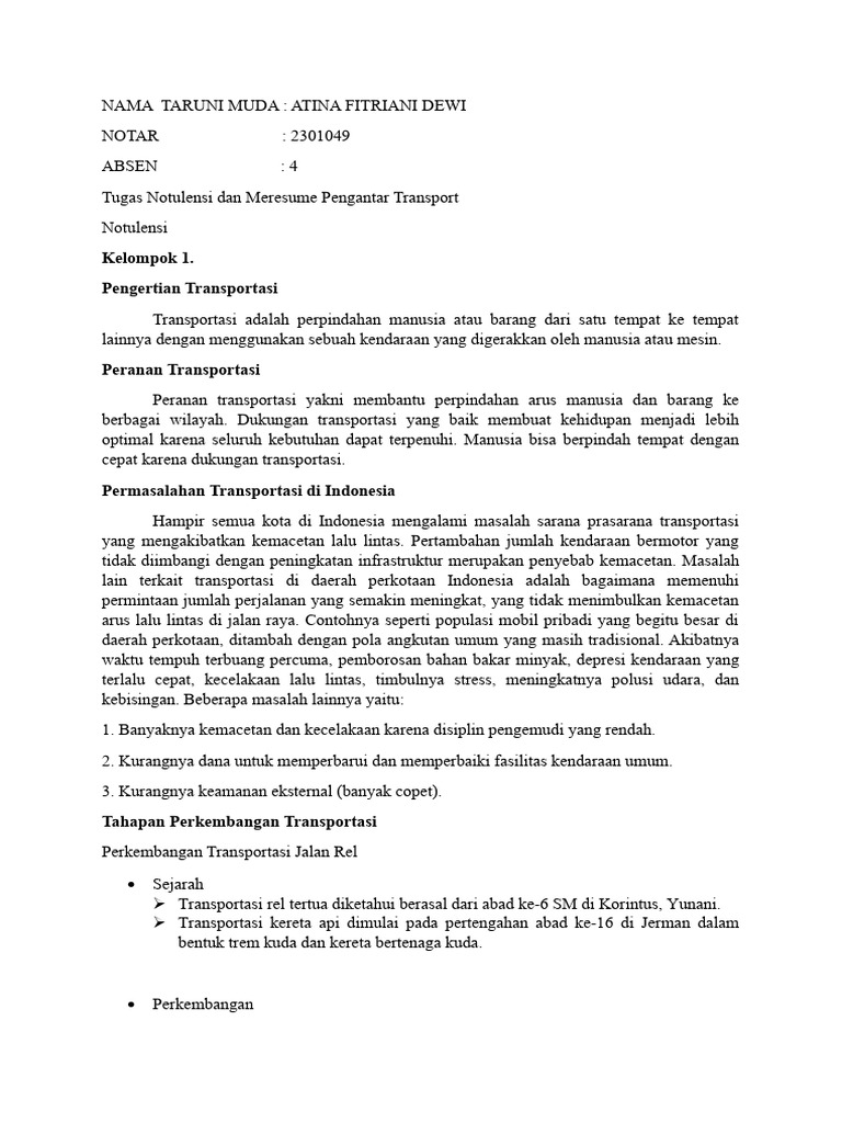 Atina Fitriani Dewi - Tugas Notulen Dan Meresume | PDF | Bisnis