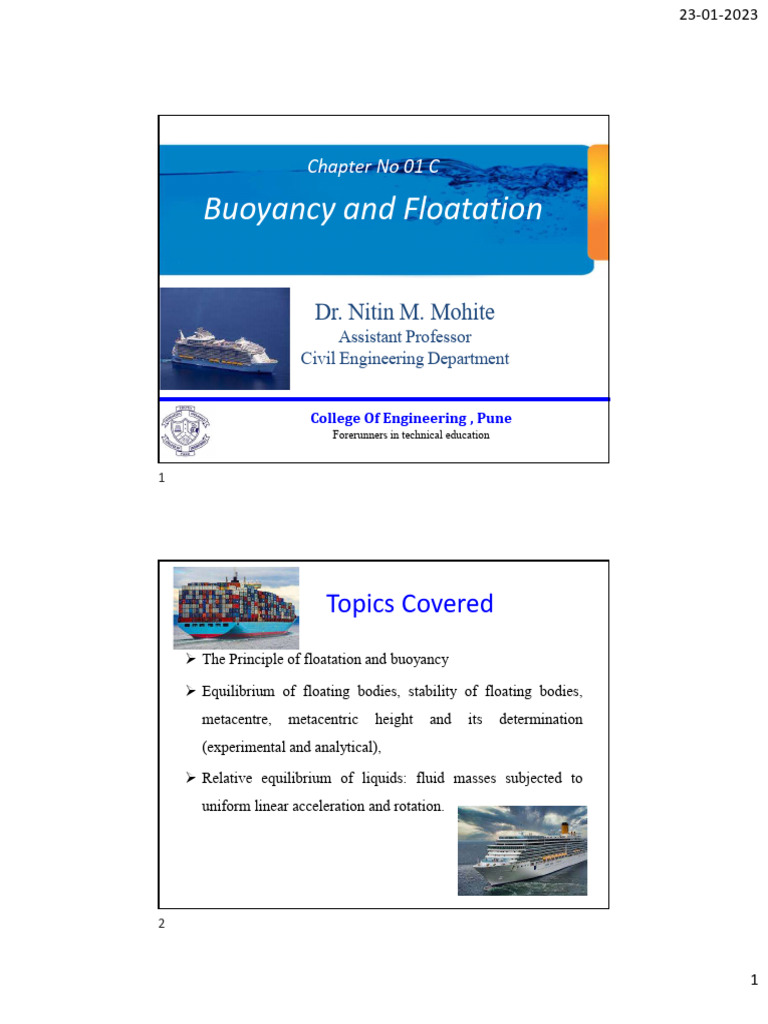 1 Unit 1C Bouyancy and Floatation | PDF | Buoyancy | Classical Mechanics