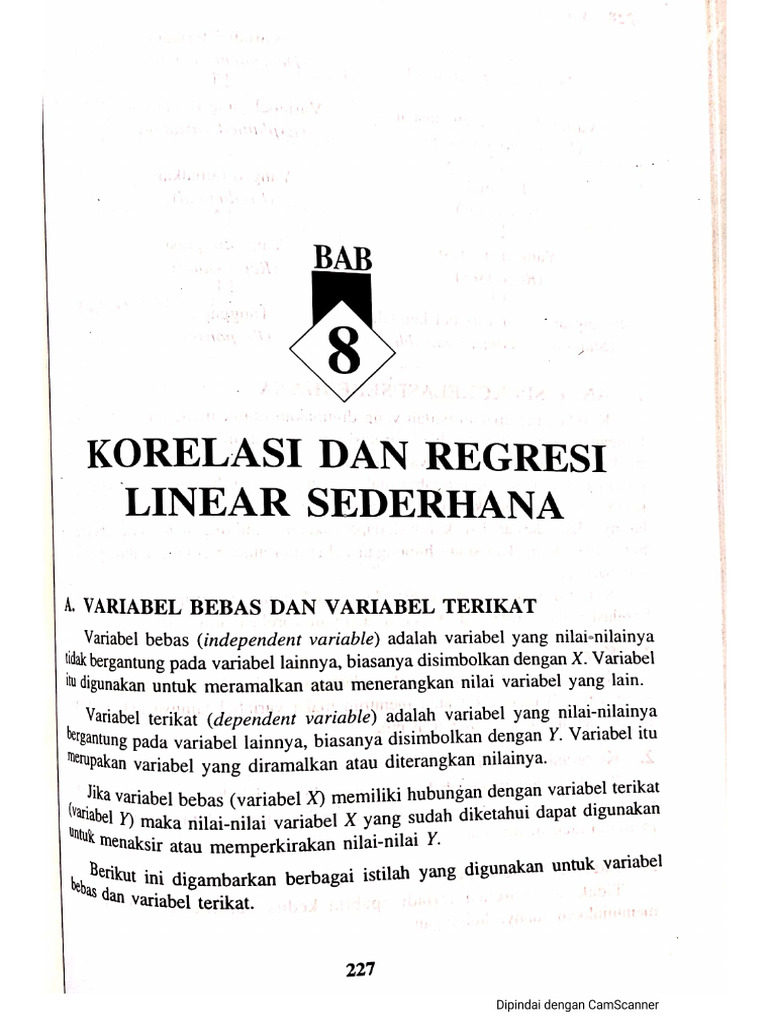 Bab 8 Korelasi Dan Regresi Linear Sederhana-2 | PDF