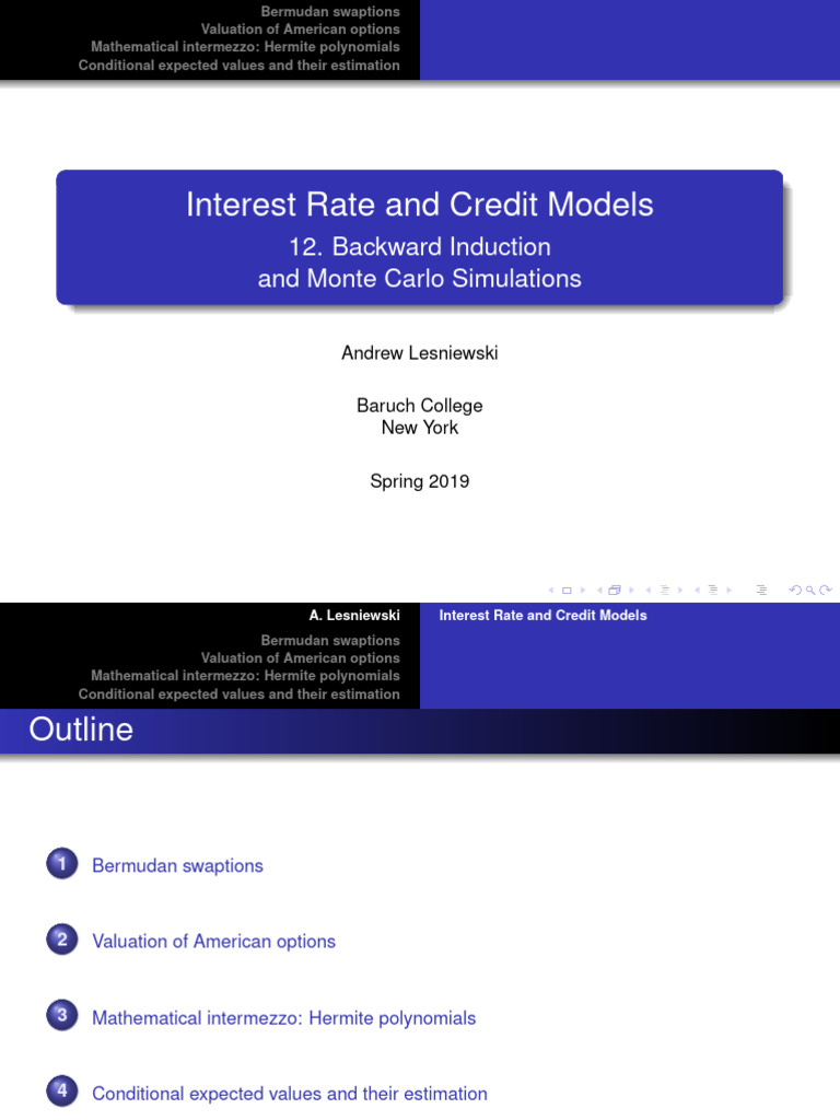 12 - Backward Induction & Monte Carlo Simulations | PDF | Swap (Finance ...