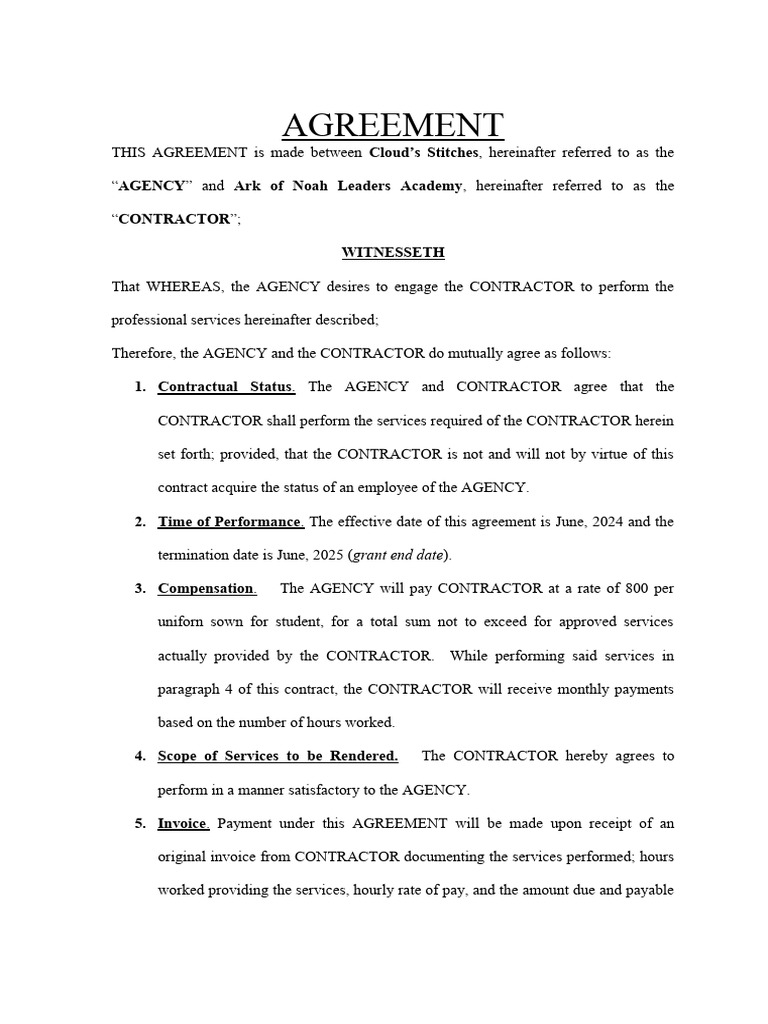 Sample Contract Template | PDF | Regulatory Compliance | Private Law