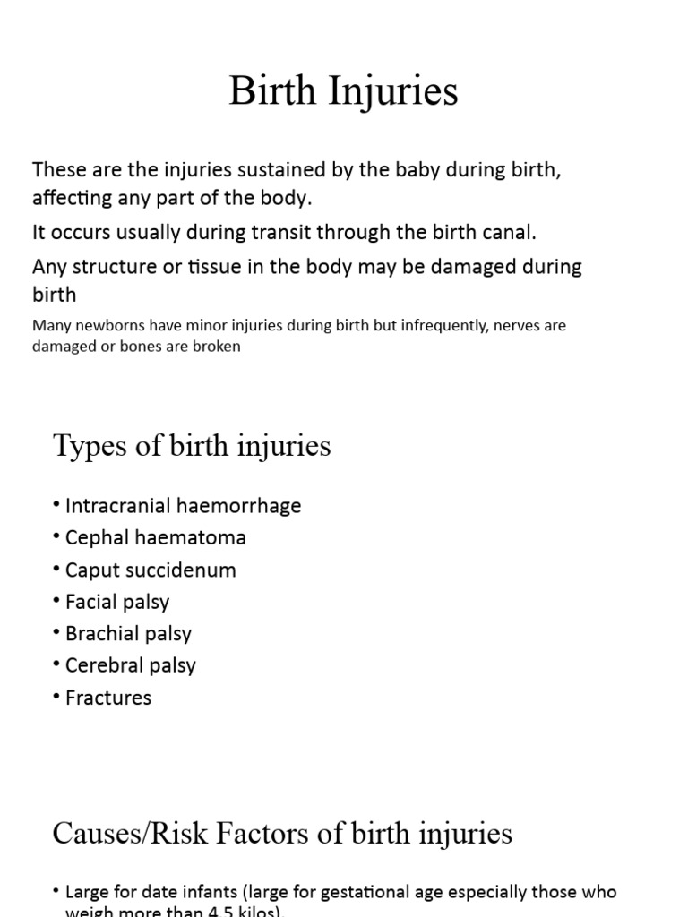 Paediatric I Session Four Birth Injuries | PDF | Childbirth | Edema