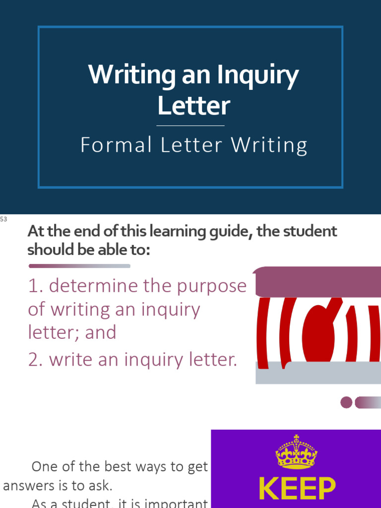 Steps to Write an Inquiry Letter | PDF