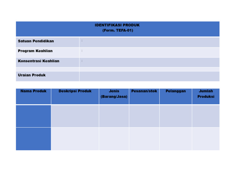 FORM TEFA.01 (IdentifikasiProduk) | PDF