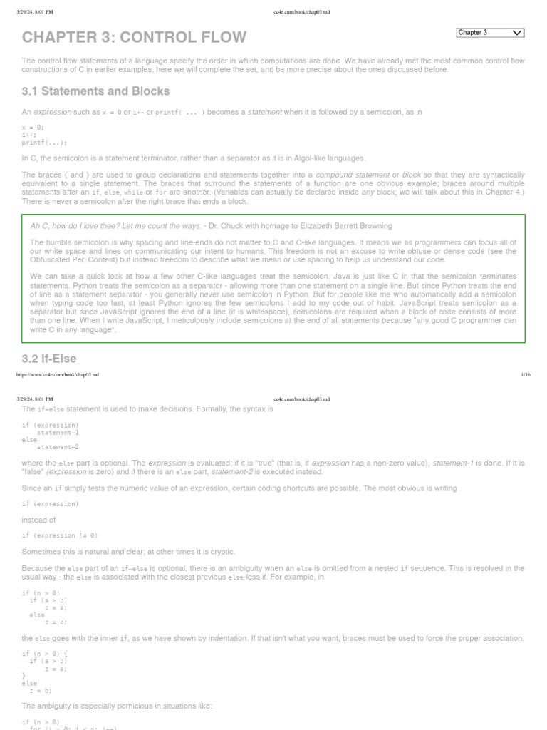 Chapter 3 | PDF | Control Flow | Computer Programming