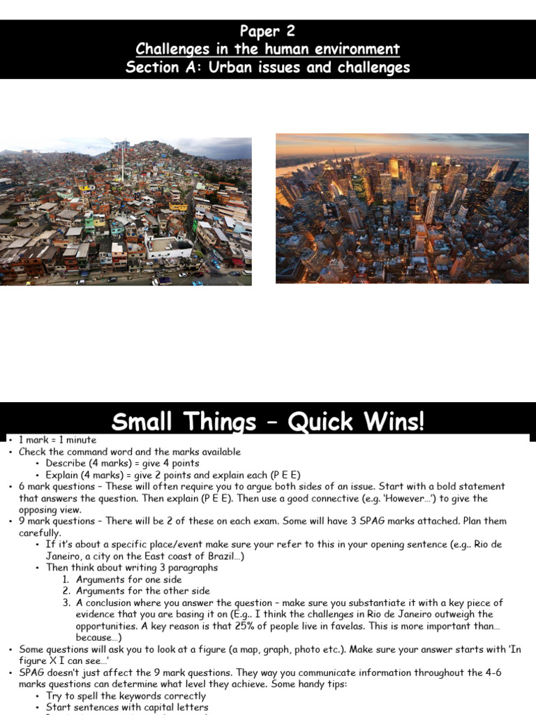 Unit 2 Urban and Economic World Revision Guide 1 | PDF | Urbanization ...