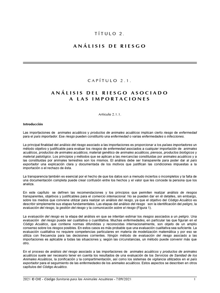 Análisis de Riesgo en Importaciones Acuáticas | PDF | Riesgo | Evaluación